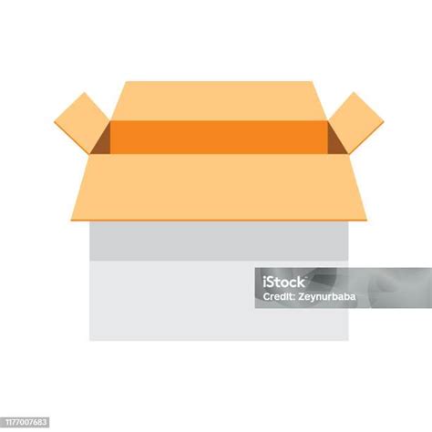 전면보기와 골판지 상자를 열고 텍스트 나 디자인의 빈 장소 벡터 그림입니다 0명에 대한 스톡 벡터 아트 및 기타 이미지 0명 3차원 형태 공란 Istock