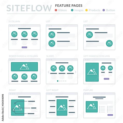 Website Wireframe Layouts UI Kits For Site Map And Ux Design Stock Vector Adobe Stock