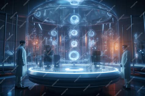 Premium Ai Image A Futuristic Laboratory With Scientists Conducting