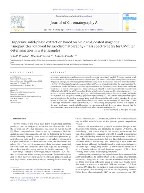 Pdf Dispersive Solid Phase Extraction Based On Oleic Acid Coated Magnetic Nanoparticles