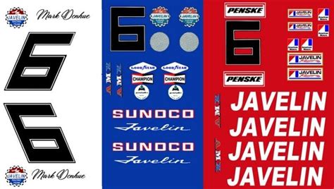 6 Mark Donohue Amc Javelin Trans Am 1 24th 1 25th Scale Decals 4640672971