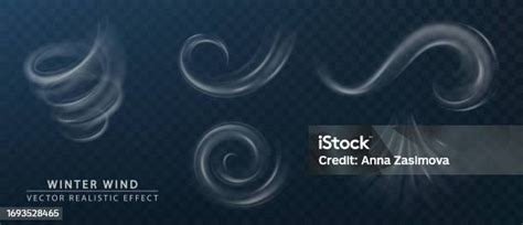 겨울 바람이 불고 바람 소용돌이가 고립됩니다 신선한 공기 겨울 날씨의 벡터 현실적인 상징입니다 기류 파동 효과 세트 겨울에 대한 스톡 벡터 아트 및 기타 이미지 Istock