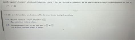 Solved Does The Equation Below Specify A Function With Chegg