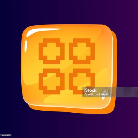 square menu glossy ui button with pixelated icon stock illustration