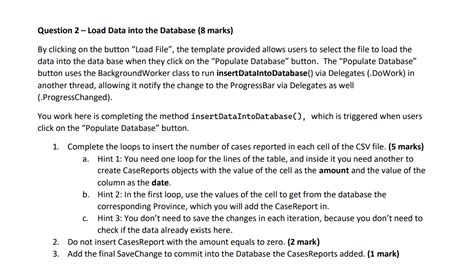 Solved Question Load Data Into The Database Marks By Chegg