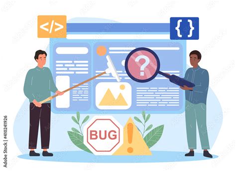 Two Male Characters Are Getting Rid Of Software Bug Men Are Looking For A Software Bug And