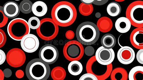 A Collection Of Red White And Gray Circles Of Varying Sizes And Orientations Creating A