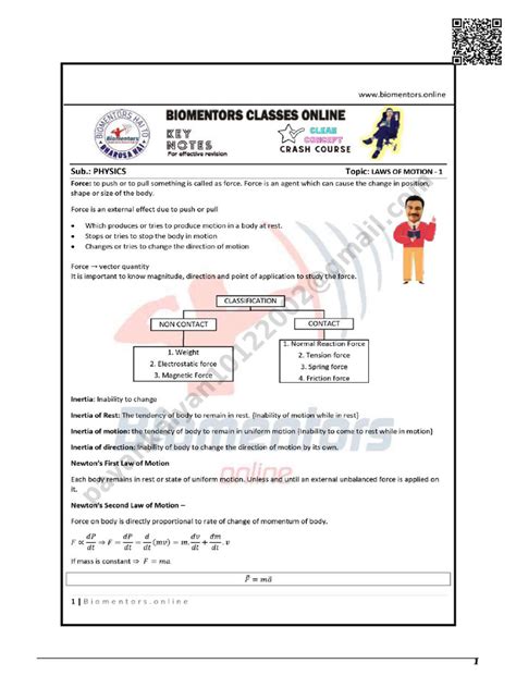 physics laws of motion part 1 crash course notes pdf