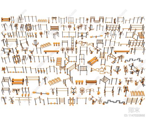 现代户外健身器材su模型下载【id1147020866】知末su模型网