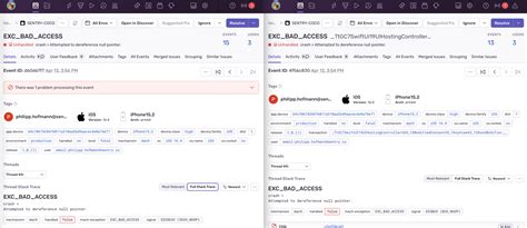 sentry complains missing debug info for events from debug builds