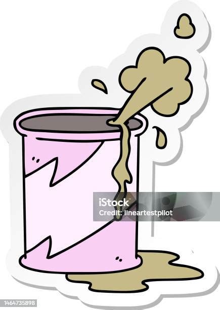 Sticker Of A Quirky Hand Drawn Cartoon Exploding Soda Can向量圖形及更多卡通圖片