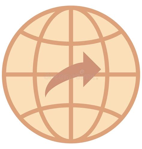 Globe With Arrow Color Isolated Vector Icon Editable Stock Vector