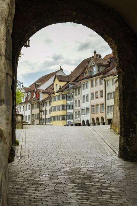 Under The Gate To Historic City Center In Wil Switzerland Editorial