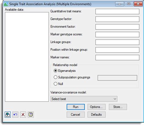 Single Trait Association Analysis Multiple Environments • Genstat
