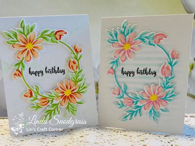 Lins Craft Corner Pink Fresh Daisy Wreath Stencil And Die