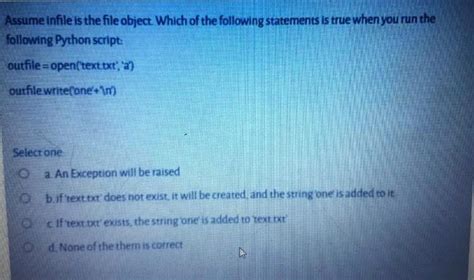 solved assume infile is the file object which of the