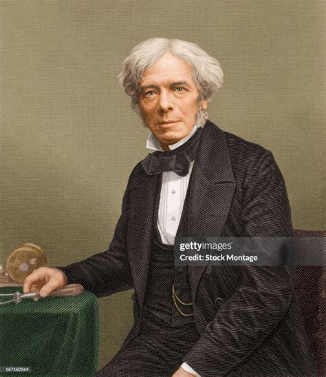 Colorized Engraved Portrait Of British Chemist And Physicist Michael