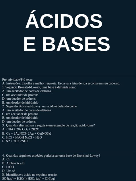 Ácidos E Bases Pdf Ácido Ph