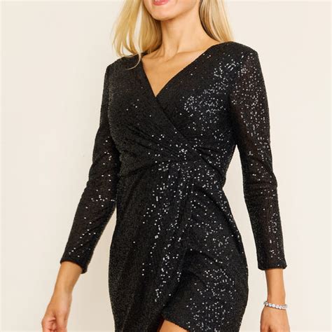 Black Short Long Sleeve Sequin Black Cocktail Dress For 2999 The