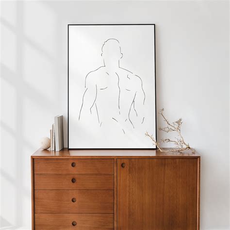 Abstract Man Back Print Male Figure Line Art Minimalist Man Wall Art