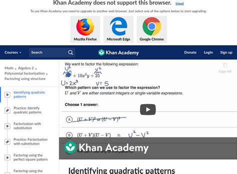 Khan Academy Identifying Quadratic Patterns Instructional Video For 9th 10th Grade Lesson
