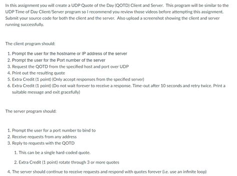 Solved In This Assignment You Will Create A Udp Quote Of The