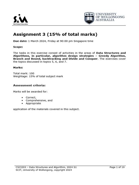 Sim A3 Csci203 2024s1 V1 Markingguide Pdf