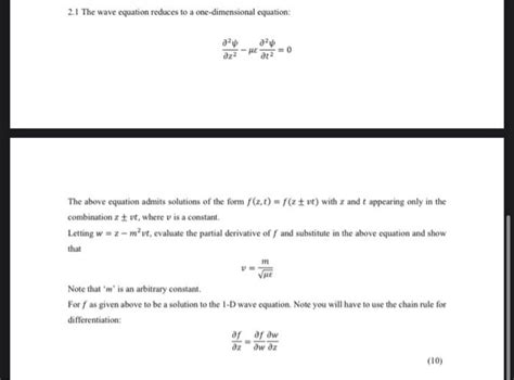 Solved 2 1 The Wave Equation Reduces To A One Dimensional