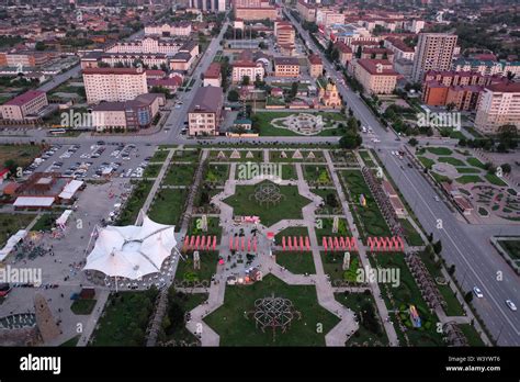Aerial View Of Tsvetochny Park In Grozny The Capital City Of Chechnya