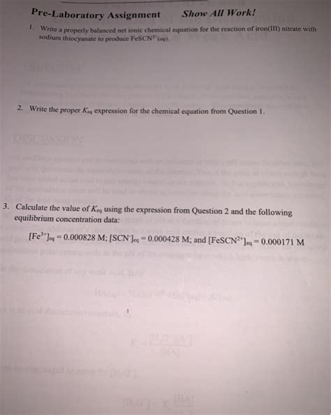 Solved Pre Laboratory Assignment Show All Work 1 Write A