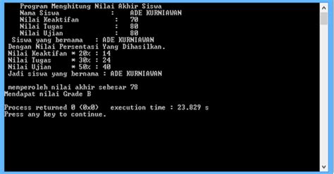 Contoh Program C Menghitung Nilai Akhir Seorang Siswa Ilmuterlengkap
