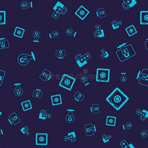 Set Lock Cyber Security And Safe On Seamless Pattern Vector Stock Vector Illustration Of