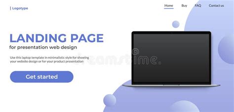 Laptop Template On Landing Page Website Concept For Show Web Design