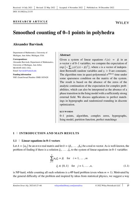 Smoothed Counting Of 01 Points In Polyhedra