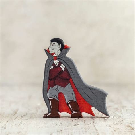 Handcrafted Wooden Vampire Toy Classic Gothic And Halloween Decor