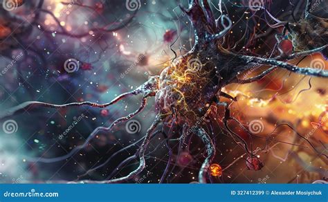 A Detailed Illustration Of A Neuron In A Complex Network Stock