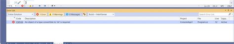 C Error CS An Object Of A Type Convertible To Type Is Required