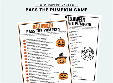 Pass The Pumpkin Game Printable Halloween Game Halloween Pass The Prize