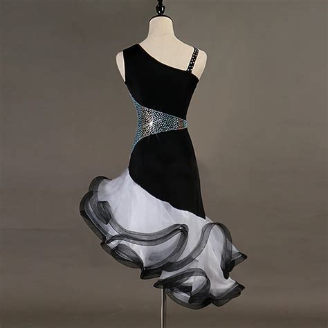 Dance Salsa Latin Dance Dress Crystals Rhinestones Womens Training