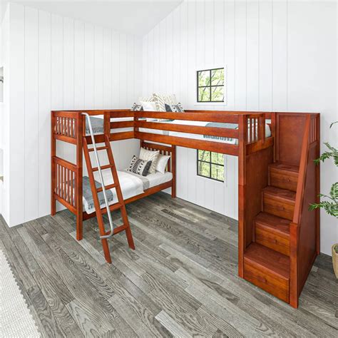 Three Bunk Beds With Stairs Modern Heavy Duty Metal Triple Bunk Beds L