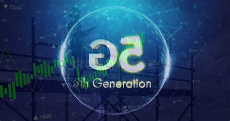 Animation Of 5g 5th Generation Text In Circle Graph Connected Dots