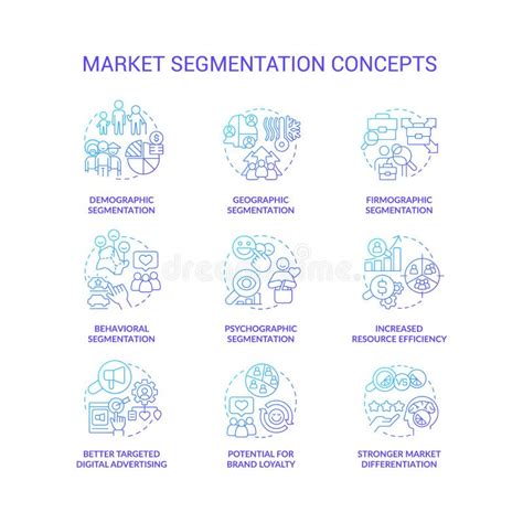 Market Segmentation Blue Gradient Concept Icons Set Stock Illustration Illustration Of