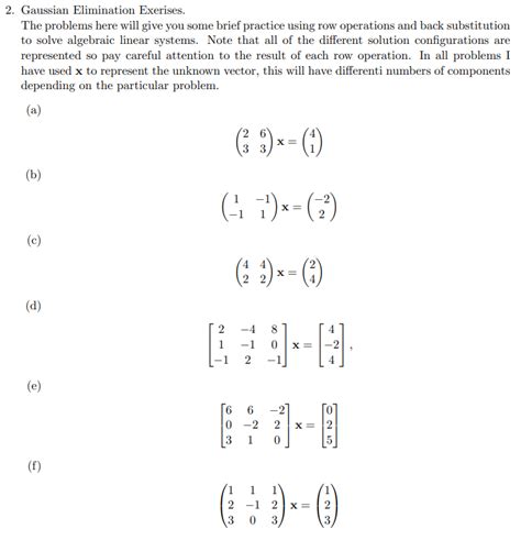 Solved Gaussian Elimination Exerises The Problems Here Chegg