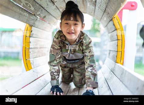 Happy Girl Playing Cs Stock Photo Alamy
