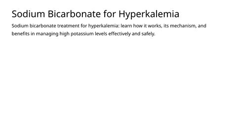 Sodium Bicarbonate For Hyperkalemia Meds Is