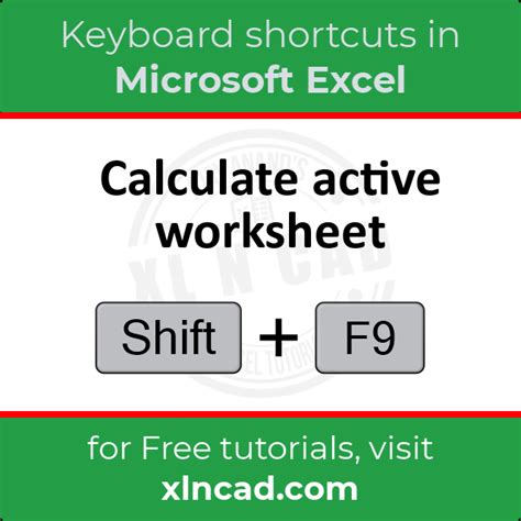 Excel Shortcut To Calculate Active Worksheet Excel Shortcuts Excel
