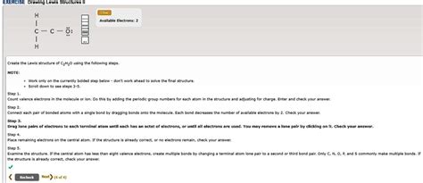 Exercise Drawing Lewis Structures Ii H C C O H Clear A Vailable Electrons 2 Create The Lewis