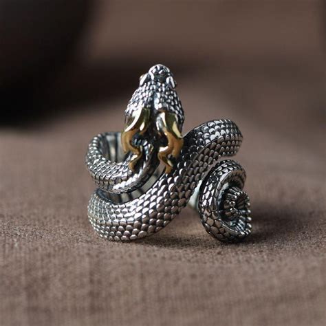 Vintage Style Python Ring Niche Personality Mens Open End Ring