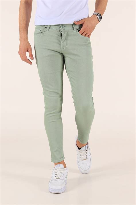 Su Yeşili Gabardin Skinny Fit Likralı Erkek Kot Pantolon 180918 Modamızbir Modamizbircom