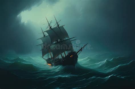 Large Ship Sailing The Ocean Ivan Aivazovsky Style Generative Ai